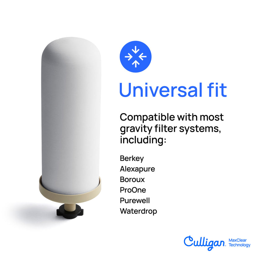 Culligan gravity water filter with MaxClear Technology